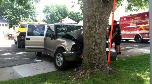 Truck crashes into tree
