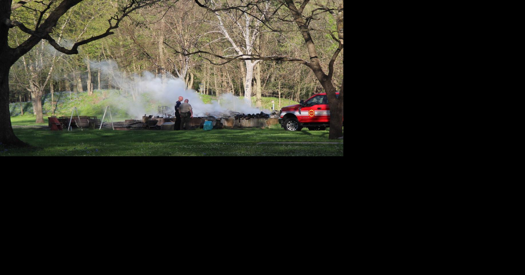 Fire destroys building at wooded disc golf course