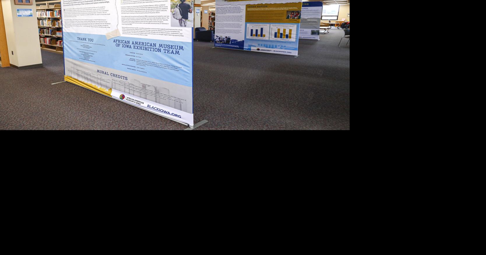 Systemic oppression in schools exhibit at Waterloo library