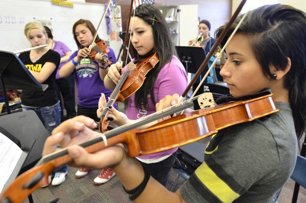 Denison Middle School jazz band marches to a mariachi beat