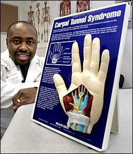 Overworked hands can cause carpal tunnel pain