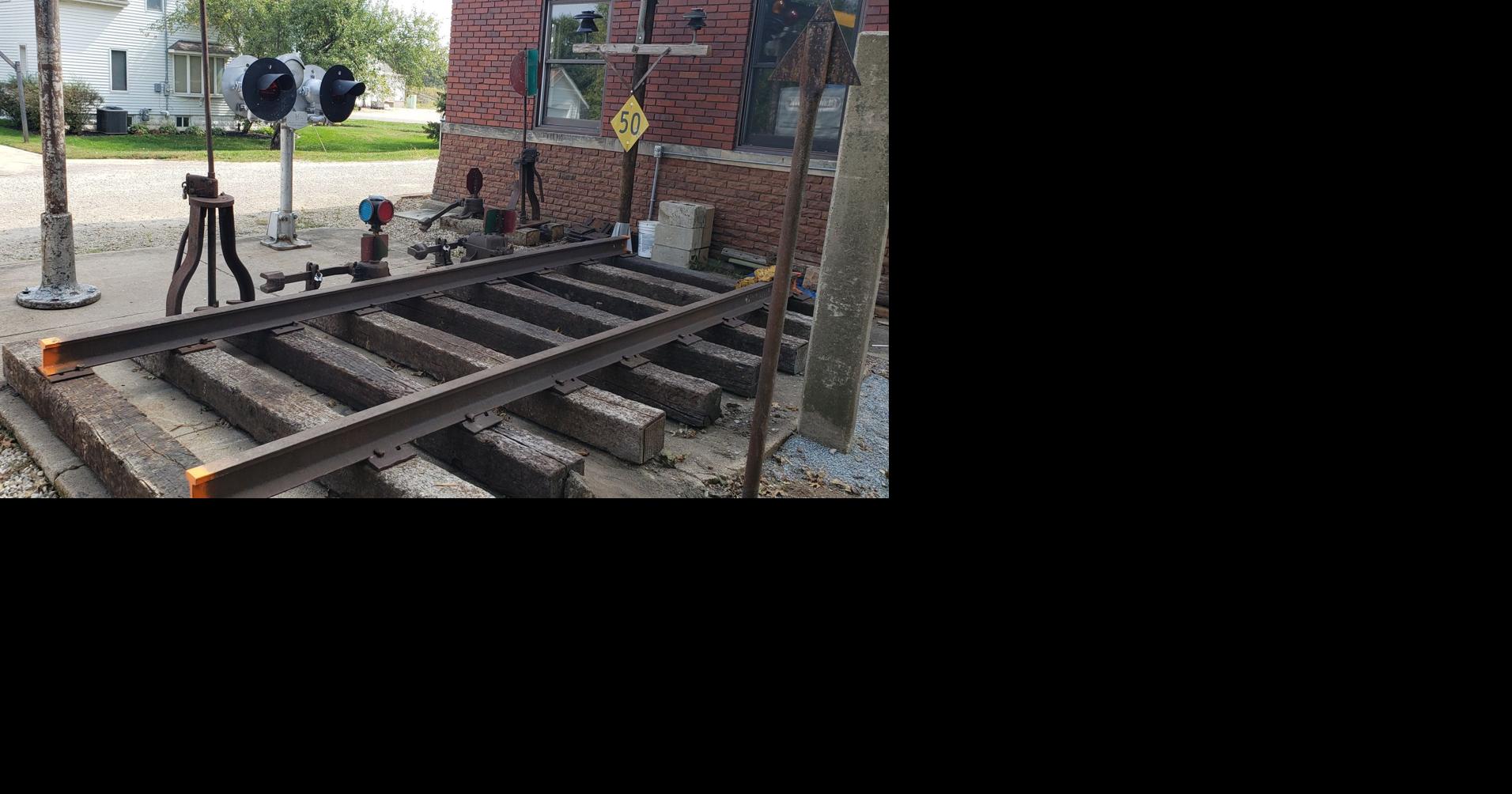 Full-size railroad track on display at Gilbertville Depot