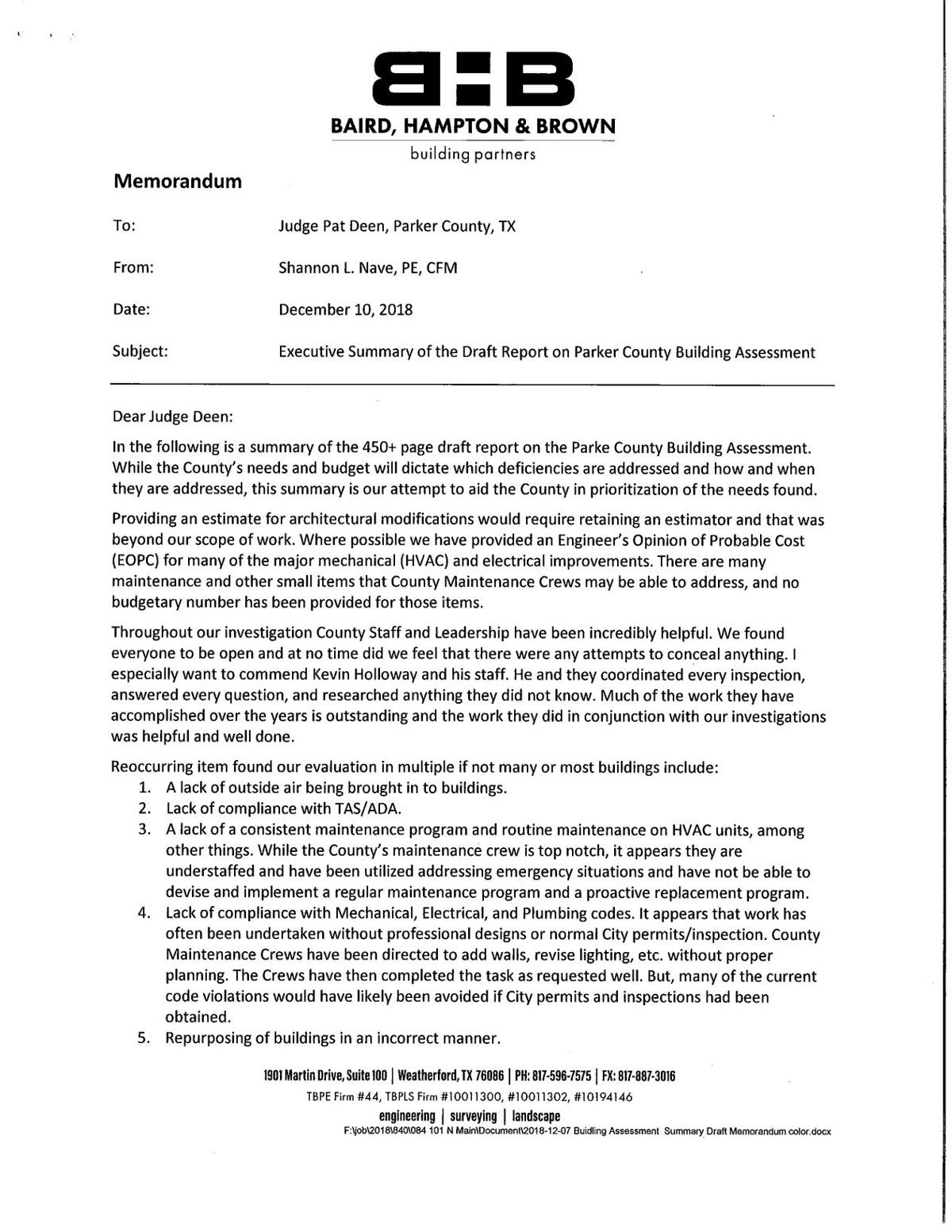 Building assessment report | | weatherforddemocrat.com