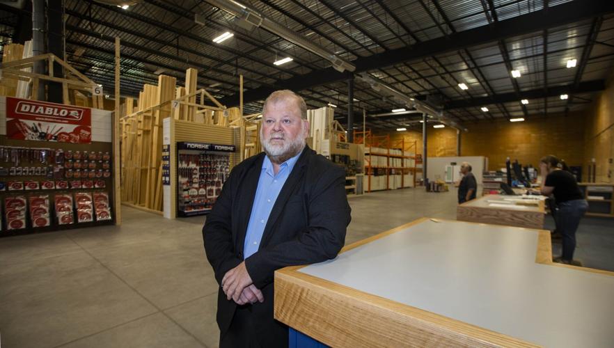 Lumber yard’s spur line can handle up to 10 rail cars