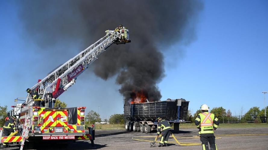 Car parts catch fire in transport truck trailer in Welland