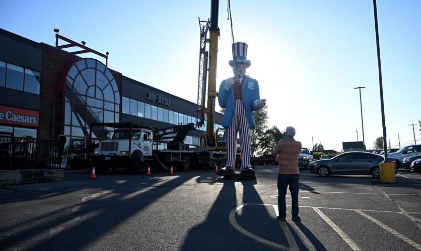 Iconic Uncle Sam statue comes down for new paint job