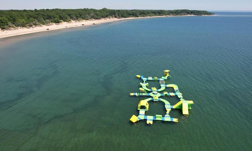 Photos: Installing an inflatable waterpark