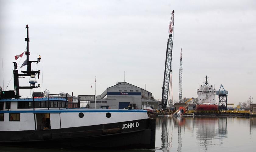 Tugboat Theodore Too partially sinks in Niagara drydock
