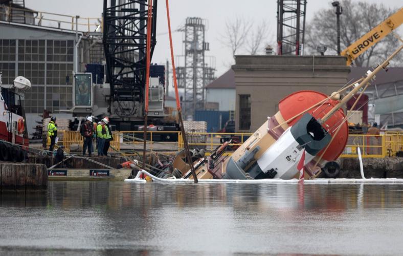 Tugboat Theodore Too partially sinks in Niagara drydock