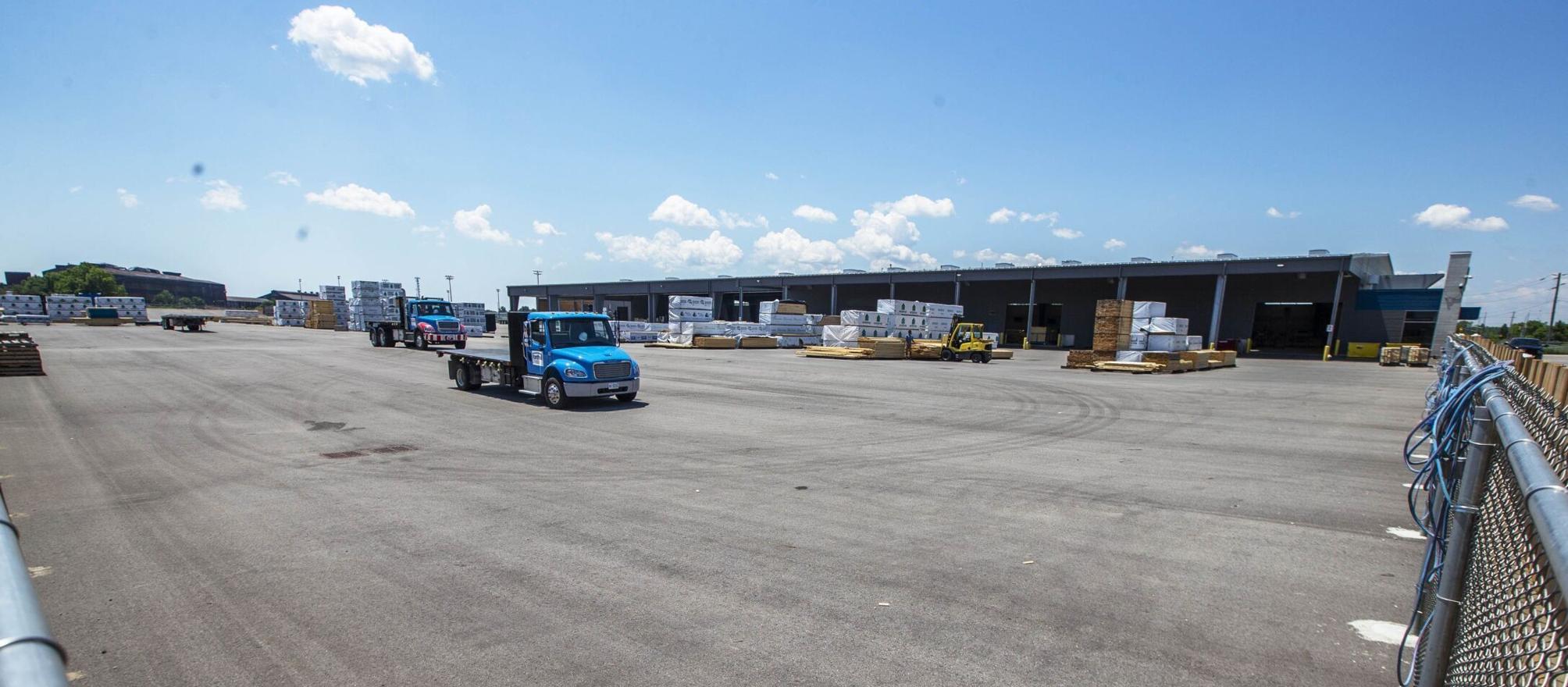 Lumber yard’s spur line can handle up to 10 rail cars