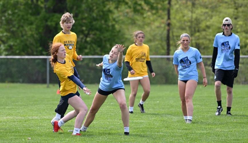 Frisbees fly during SOSSA Ultimate championships in Port Colborne