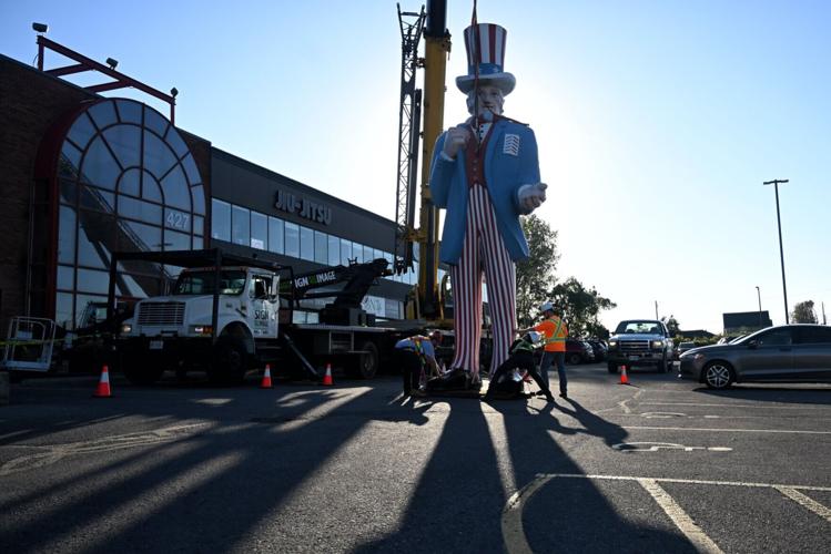 Iconic Uncle Sam statue comes down for new paint job