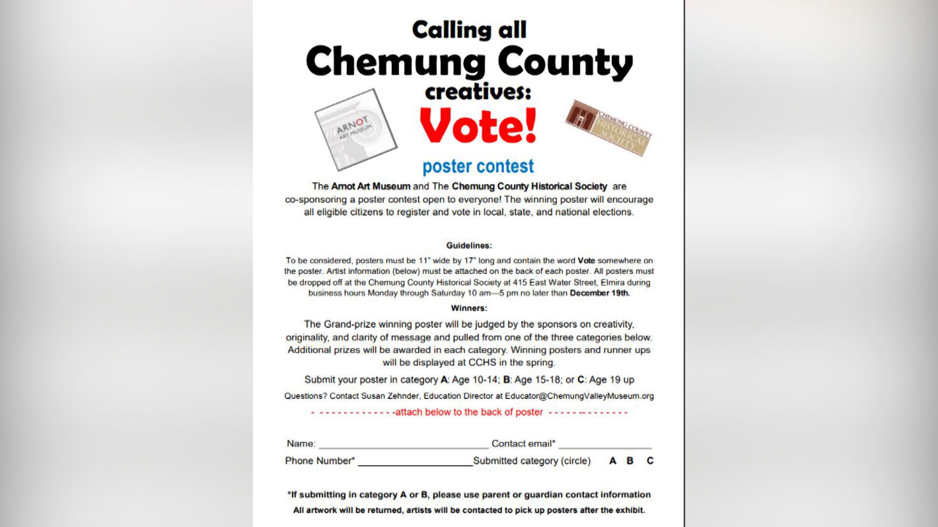 Arnot Art Museum & Chemung Co. Historical Society Host Poster Contest ...