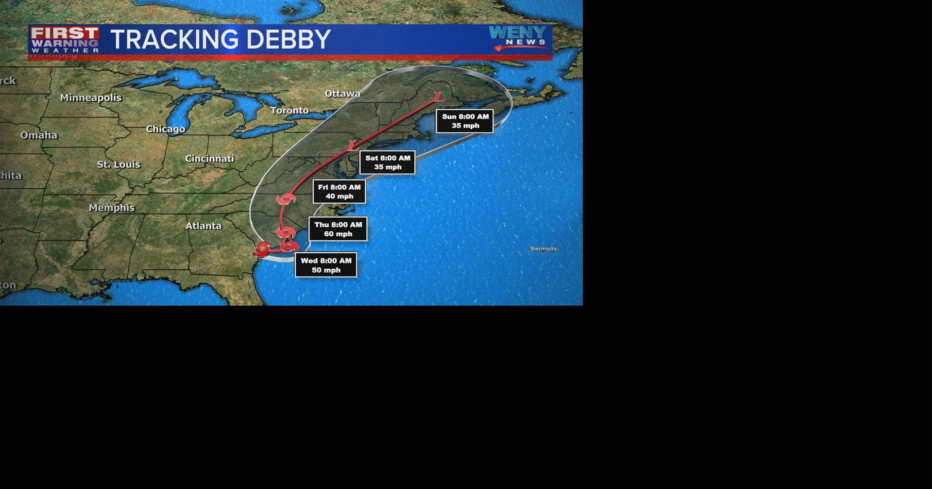 The remnants of Debby to bring the potential for heavy rain across New ...