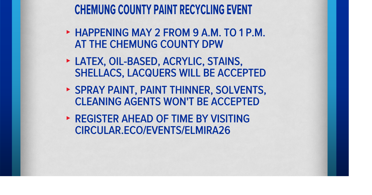 Registration open for upcoming paint recycling event | News | weny.com