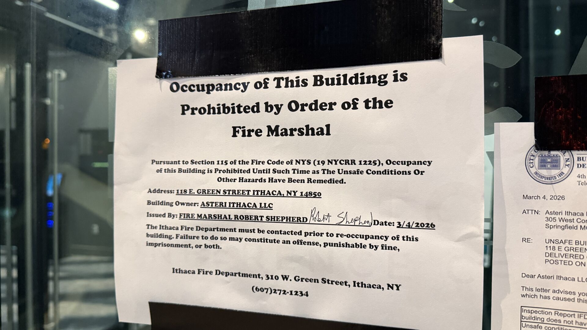 City of Ithaca issues vacate order for Asteri Apartments | Local | weny.com