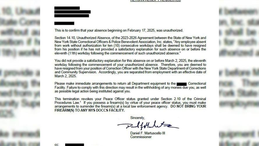 NYSDOCCS Issues Termination Letter to Striking Corrections Officers ...