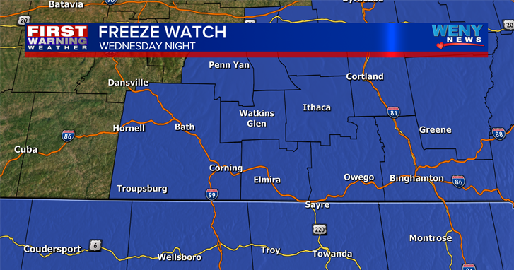 Freeze Watch Issued for Wednesday Night | | weny.com