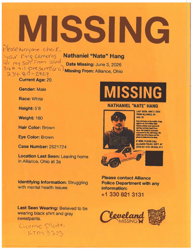 Police search for missing 20-year-old Alliance man | Local News | wfmj.com