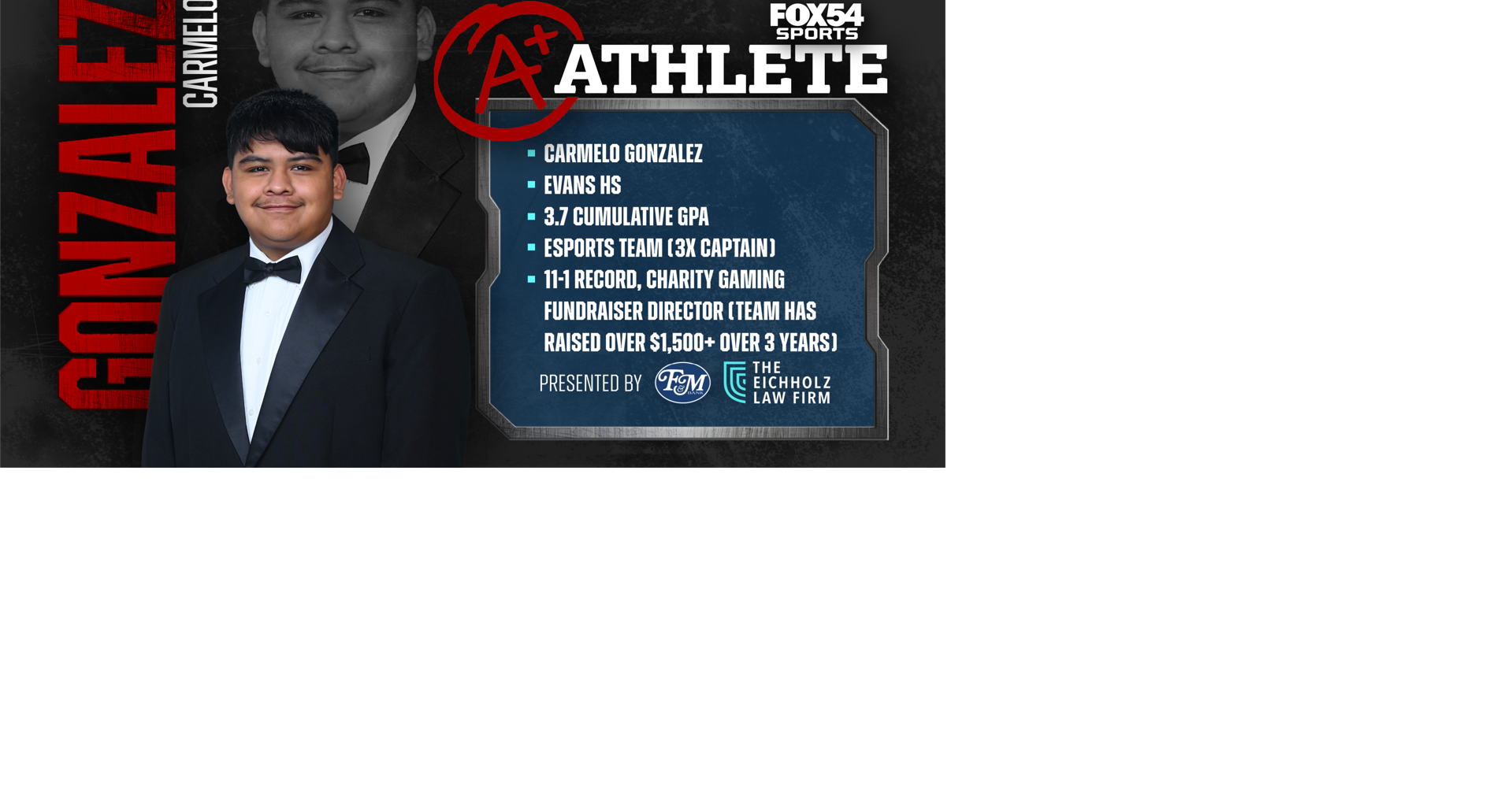 Evans High School’s Carmelo Gonzalez named FOX54’s A+ Athlete ...