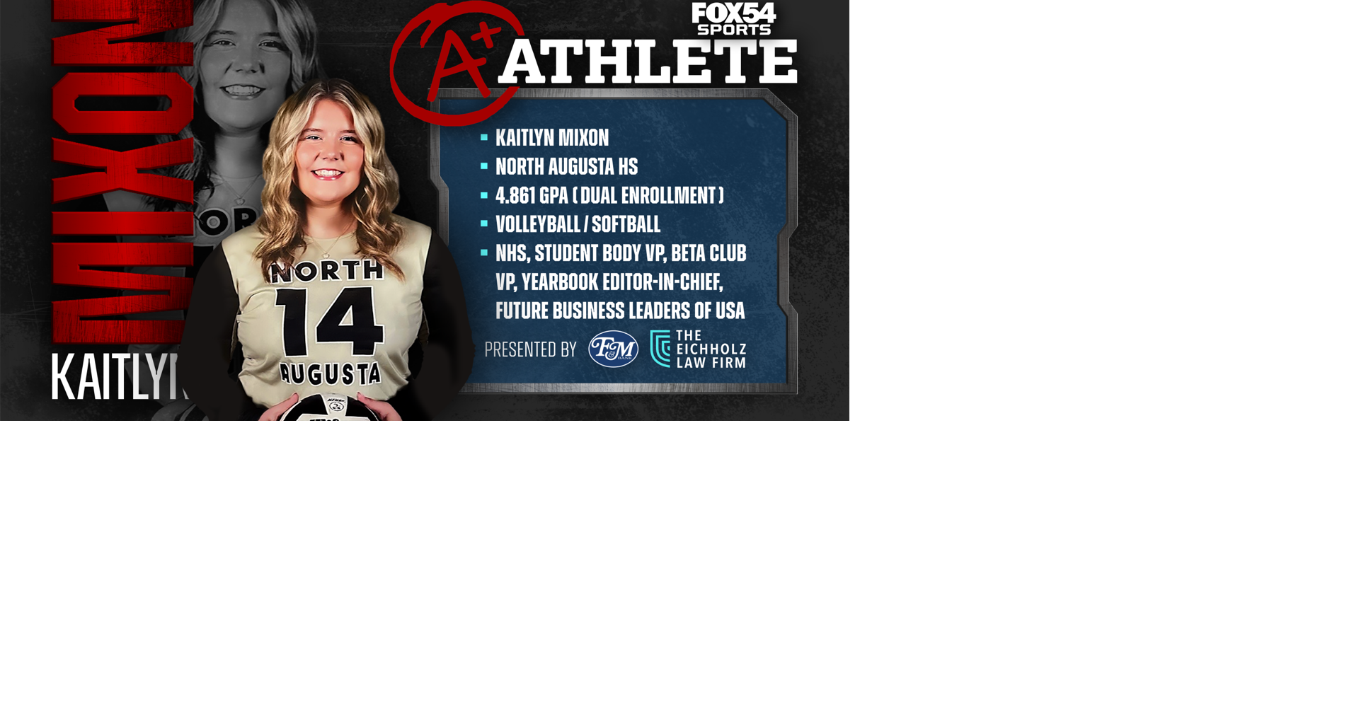 North Augusta High School's Kaitlyn Mixon named FOX54's A+ Athlete ...