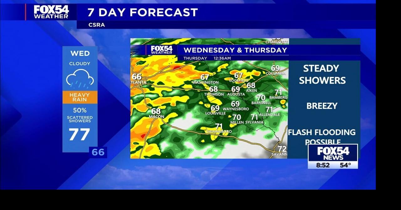 Mostly cloudy, spotty light rain through Tuesday before heavy downpours ...