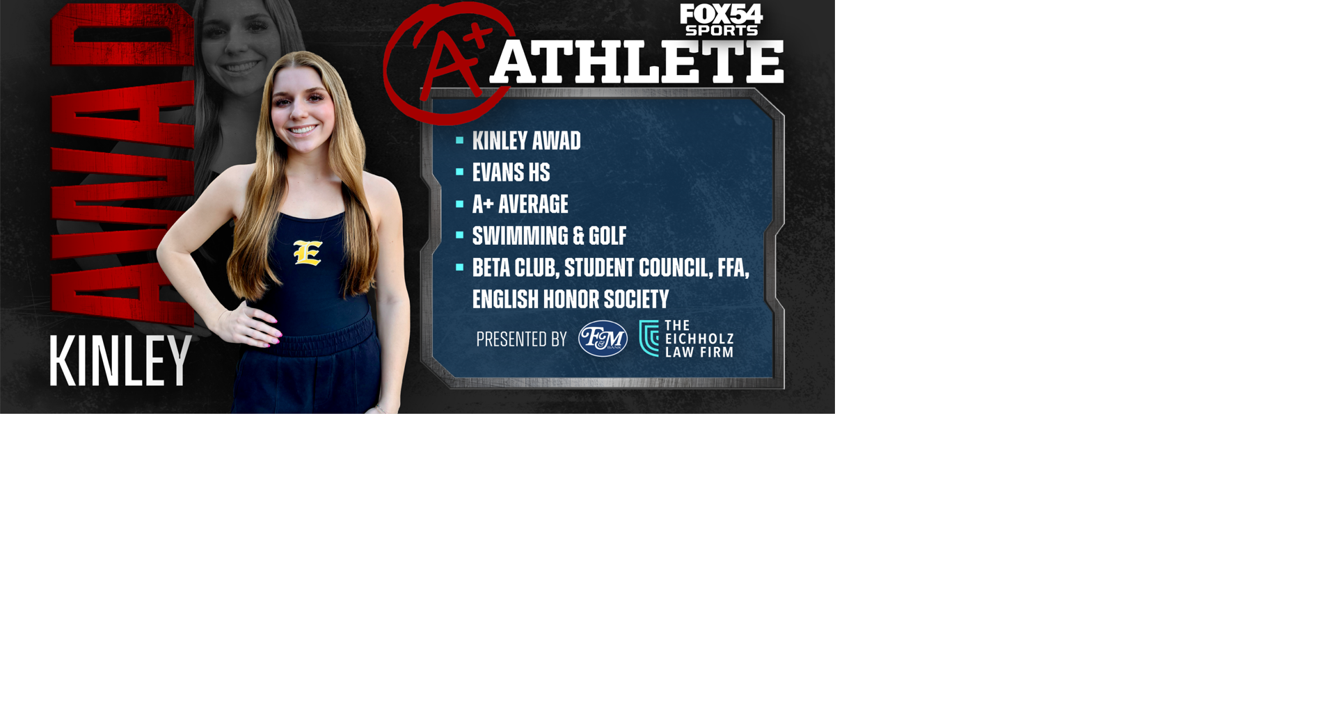 Evans High School’s Kinley Awad named Fox54’s A+ Athlete of the week ...