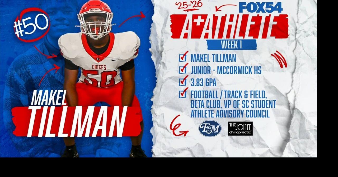 McCormick High’s Makel Tillman named this week’s FOX54 A+ Athlete ...