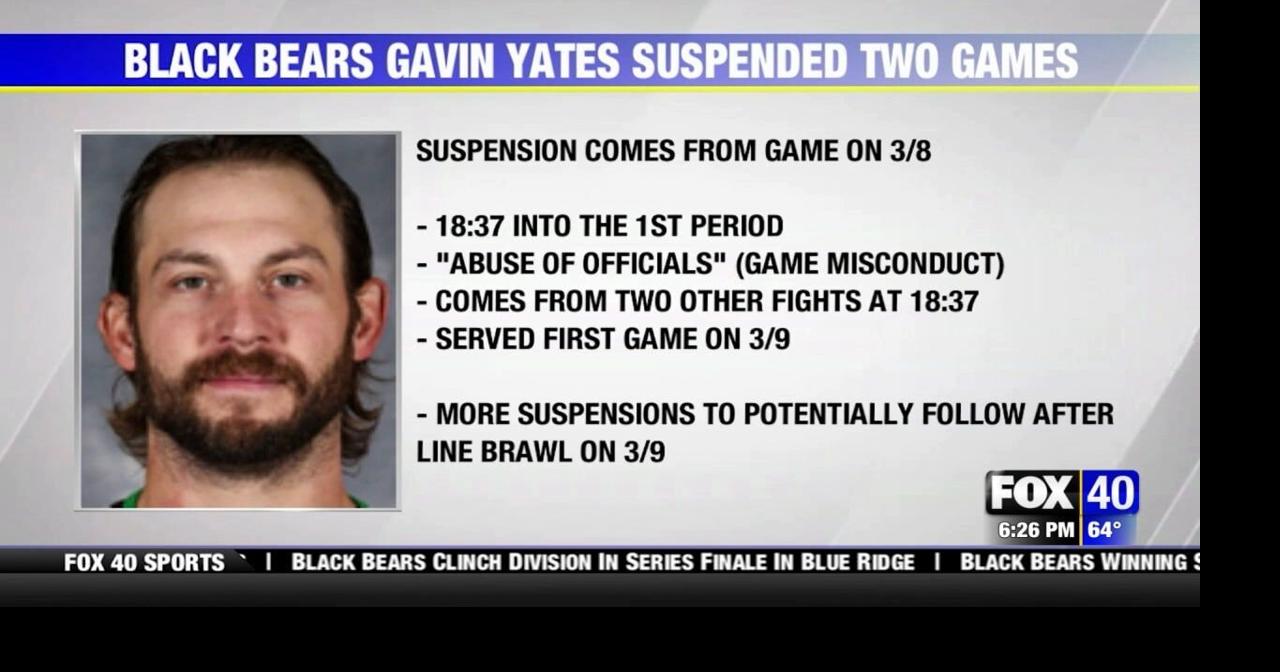 Black Bears Gavin Yates Suspended Two Games | Sports | wicz.com