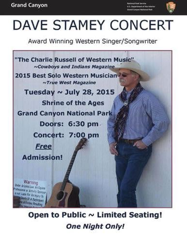 Cowboy entertainer Dave Stamey to provide free concert at Grand Canyon ...