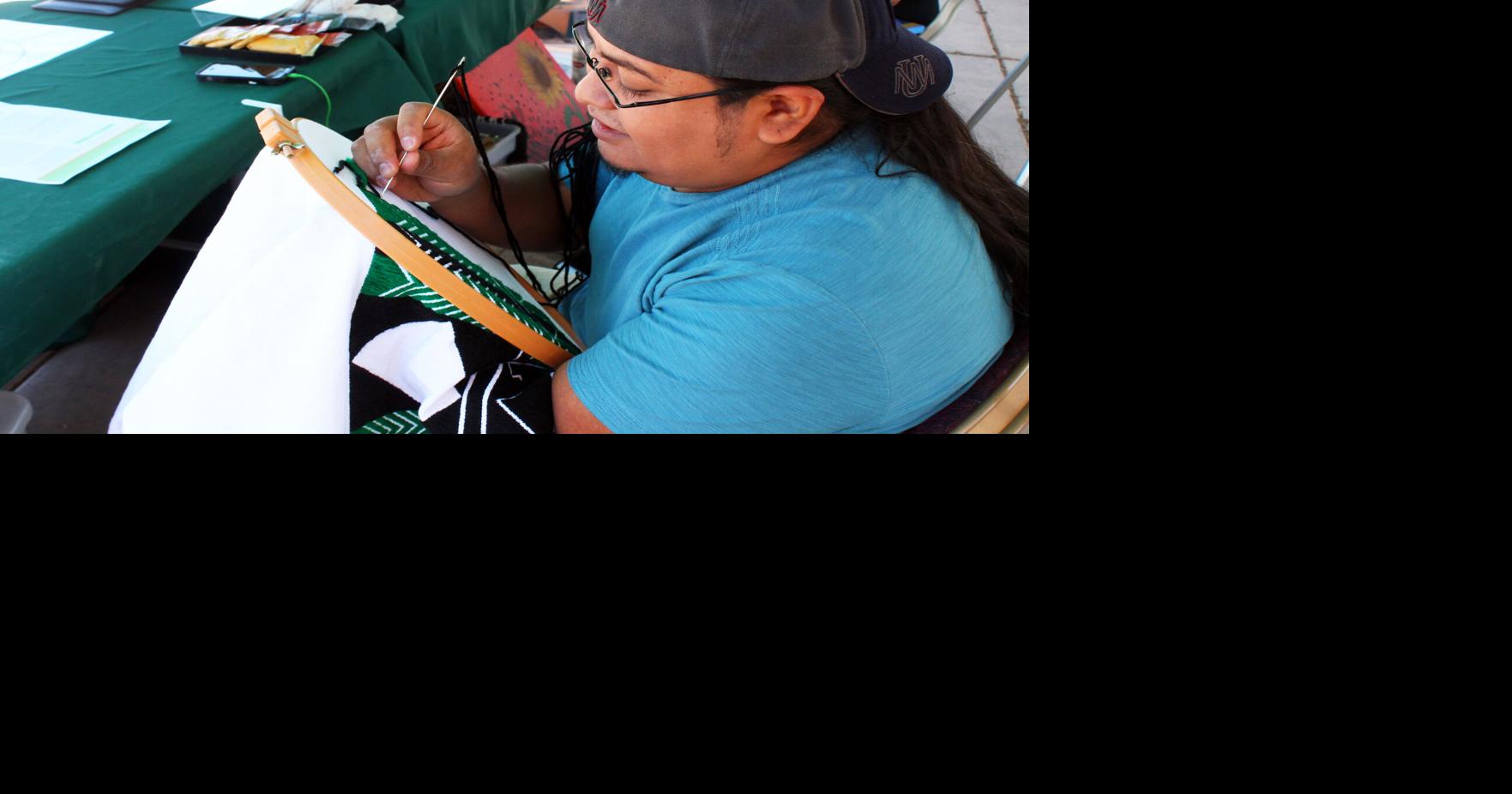 Artisan Elroy Natachu Jr. uses traditional weaving methods to link Zuni ...