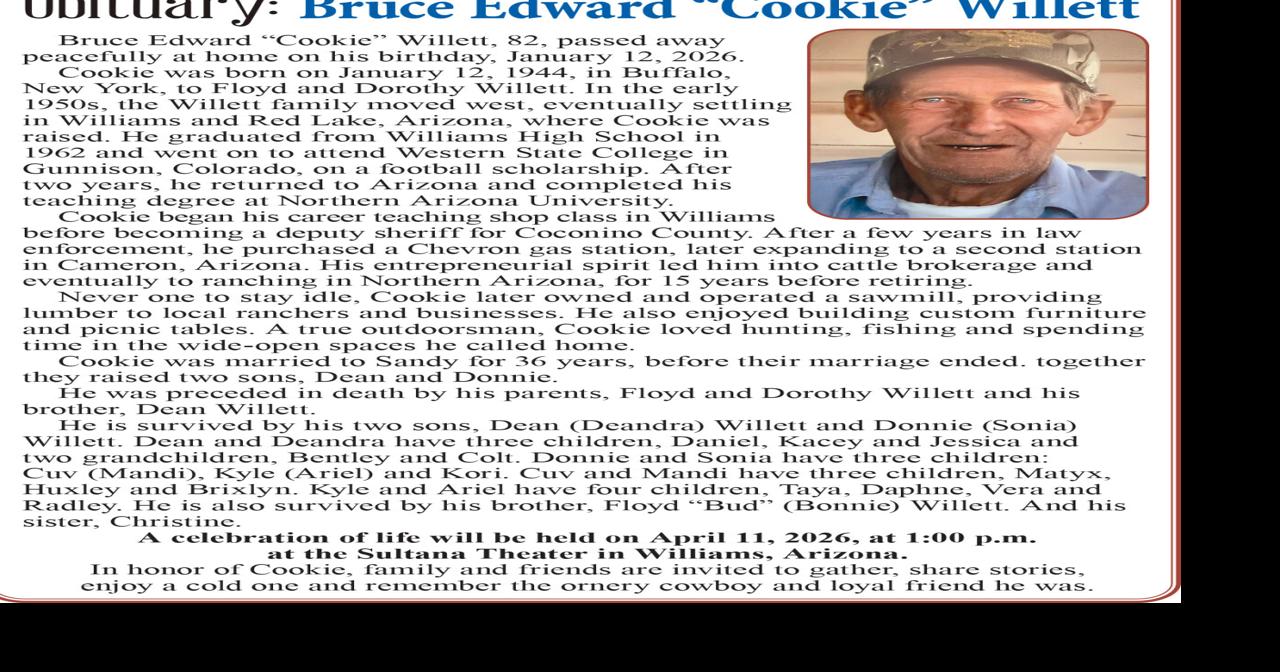 Obituary: Bruce Edward "Cookie" Willett | Obituaries | williamsnews.com