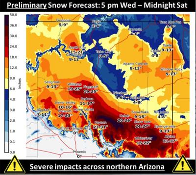 Snow accumulation between 17 to 25 inches expected in northern Arizona ...