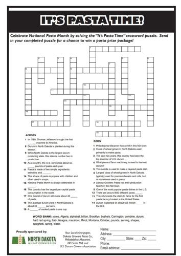 Pasta month puzzle | | willistonherald.com