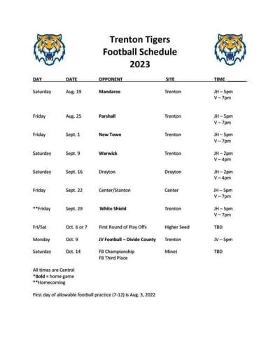 Trenton High School releases football schedule | Prep Sports ...