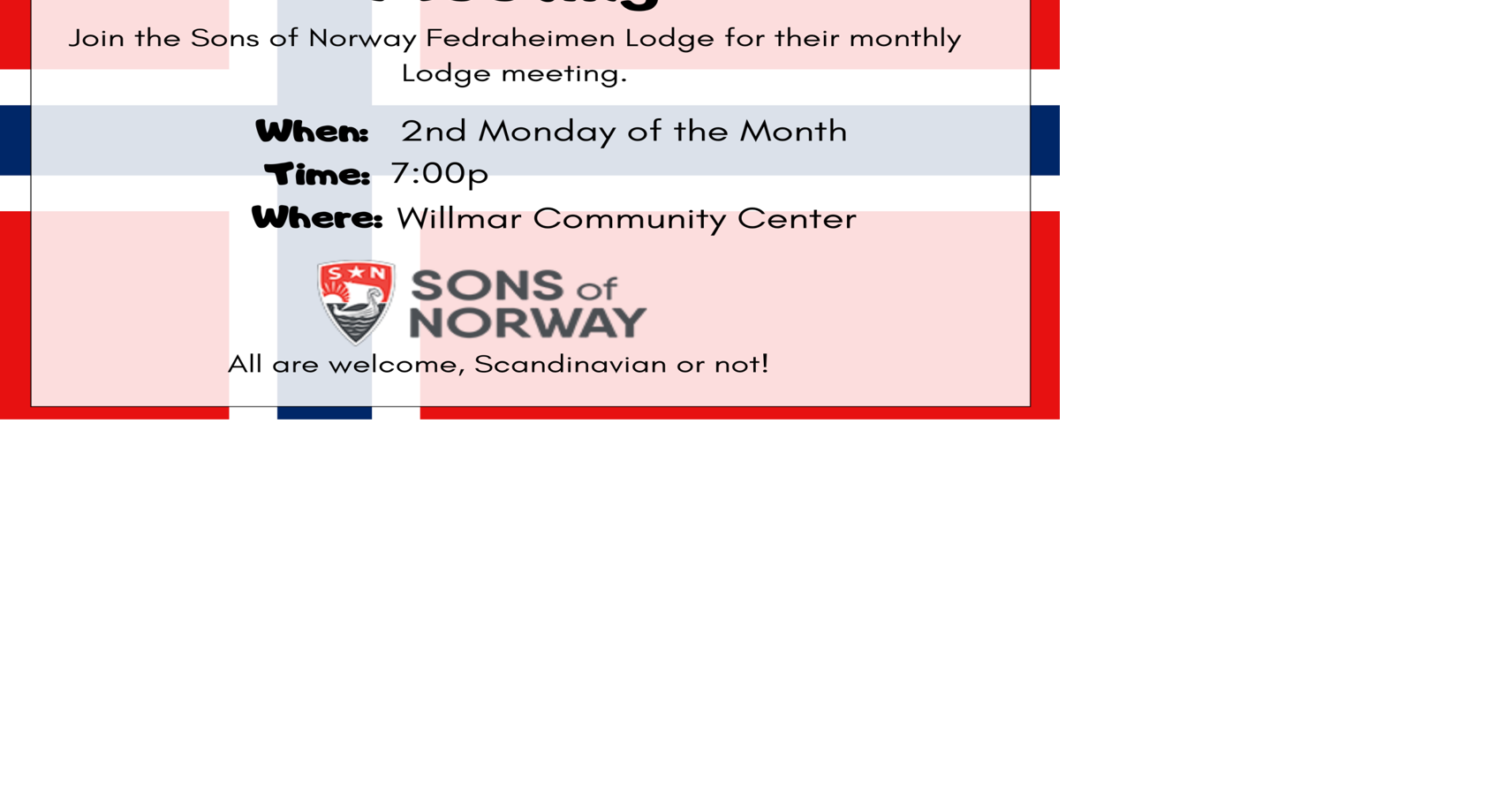 Sons of Norway Lodge Meeting | Calendar | willmarradio.com