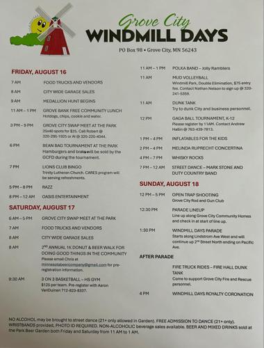 Windmill Days begin Friday in Grove City | News | willmarradio.com