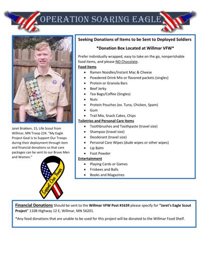 Operation Soaring Eagle Project | Calendar | willmarradio.com