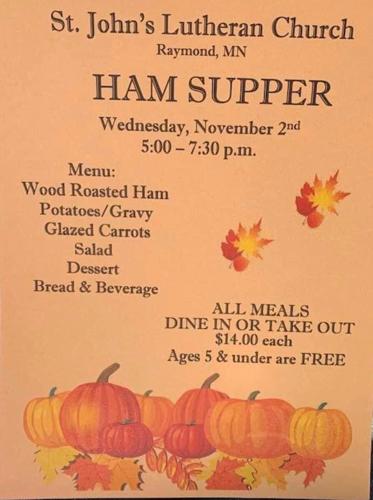 St. John's Lutheran Church Ham Supper | Calendar | willmarradio.com