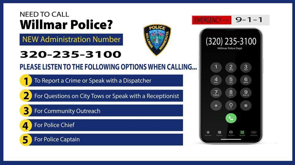 Willmar police change non-emergency phone number | News | willmarradio.com