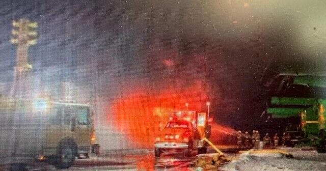 Fire crews remain at the scene of Midwest Machinery fire in Madison ...