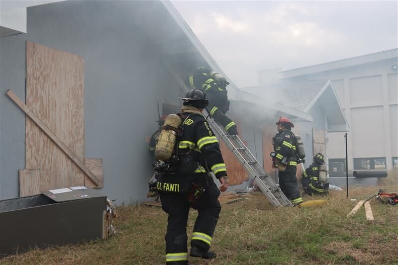 Firefighters tackle real-life training scenarios in storm-damaged ...