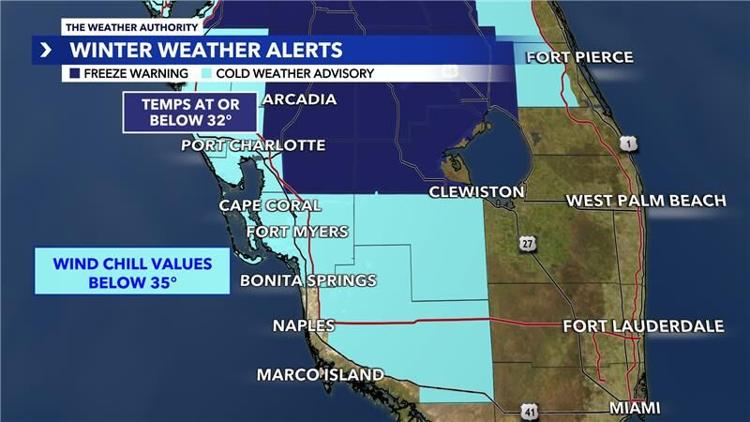Prolonged cold snap grips Florida: Freeze warnings, fierce winds, and a ...