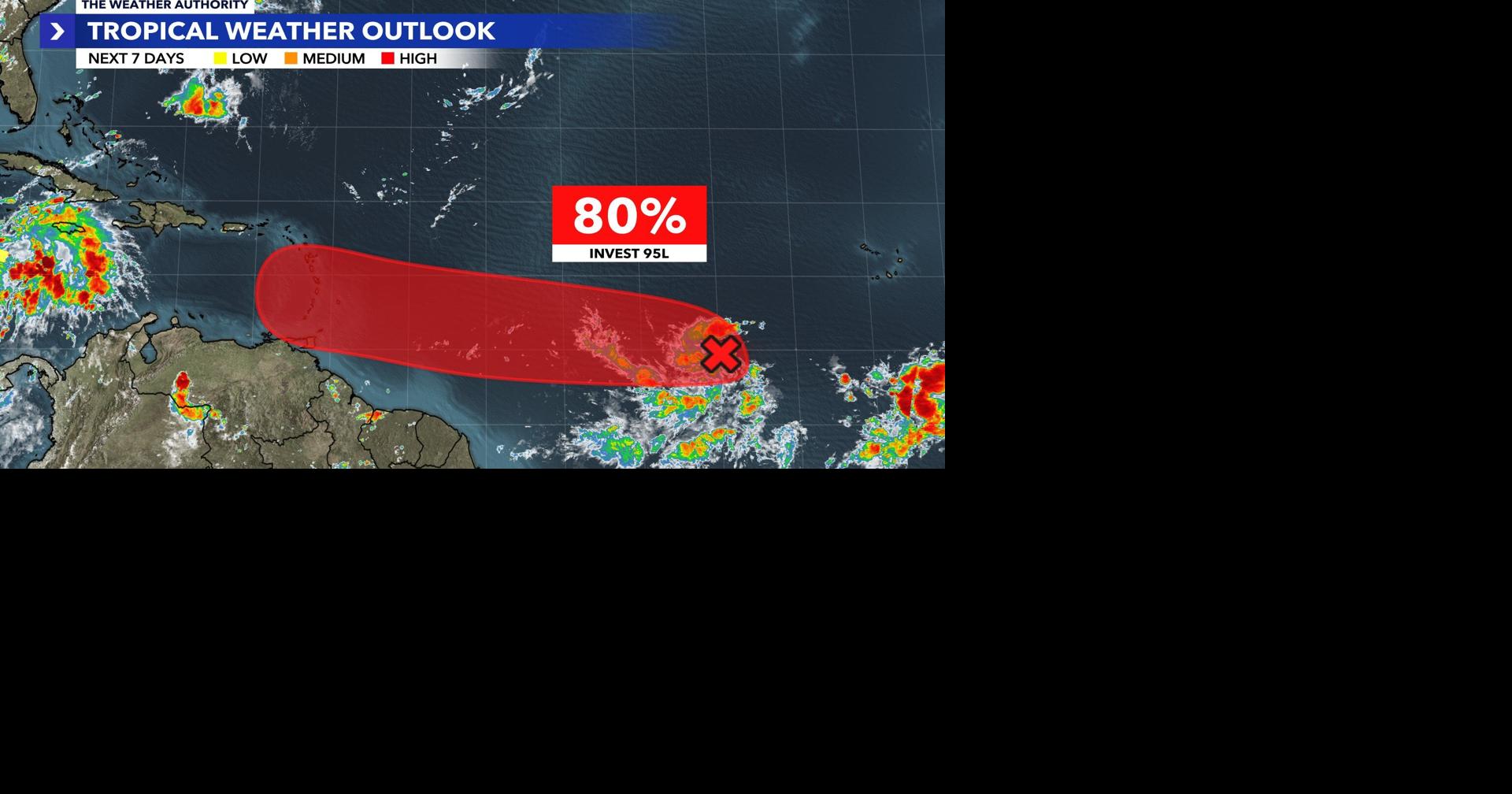 Tracking Invest 95L in the Eastern Atlantic; 80% chance of development ...