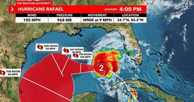 Tracking Category 2 Hurricane Rafael in the Gulf of Mexico | News ...