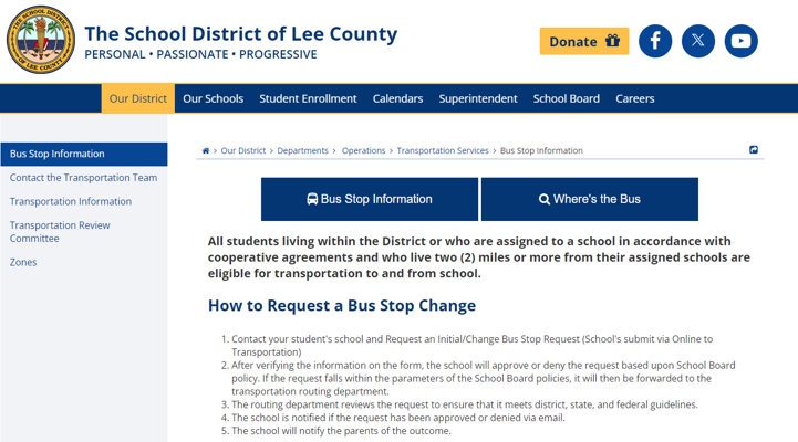 Bus stop locations available for Lee County public school students ...