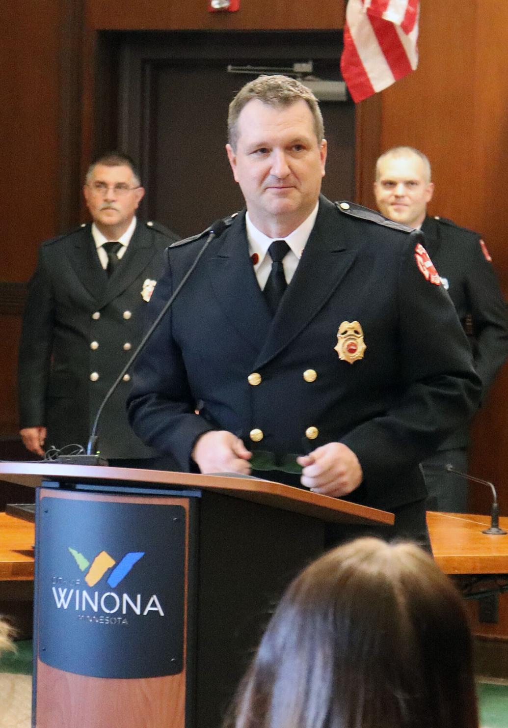 Winona welcomes new fire chief Joel Corcoran, celebrates career of Curt ...