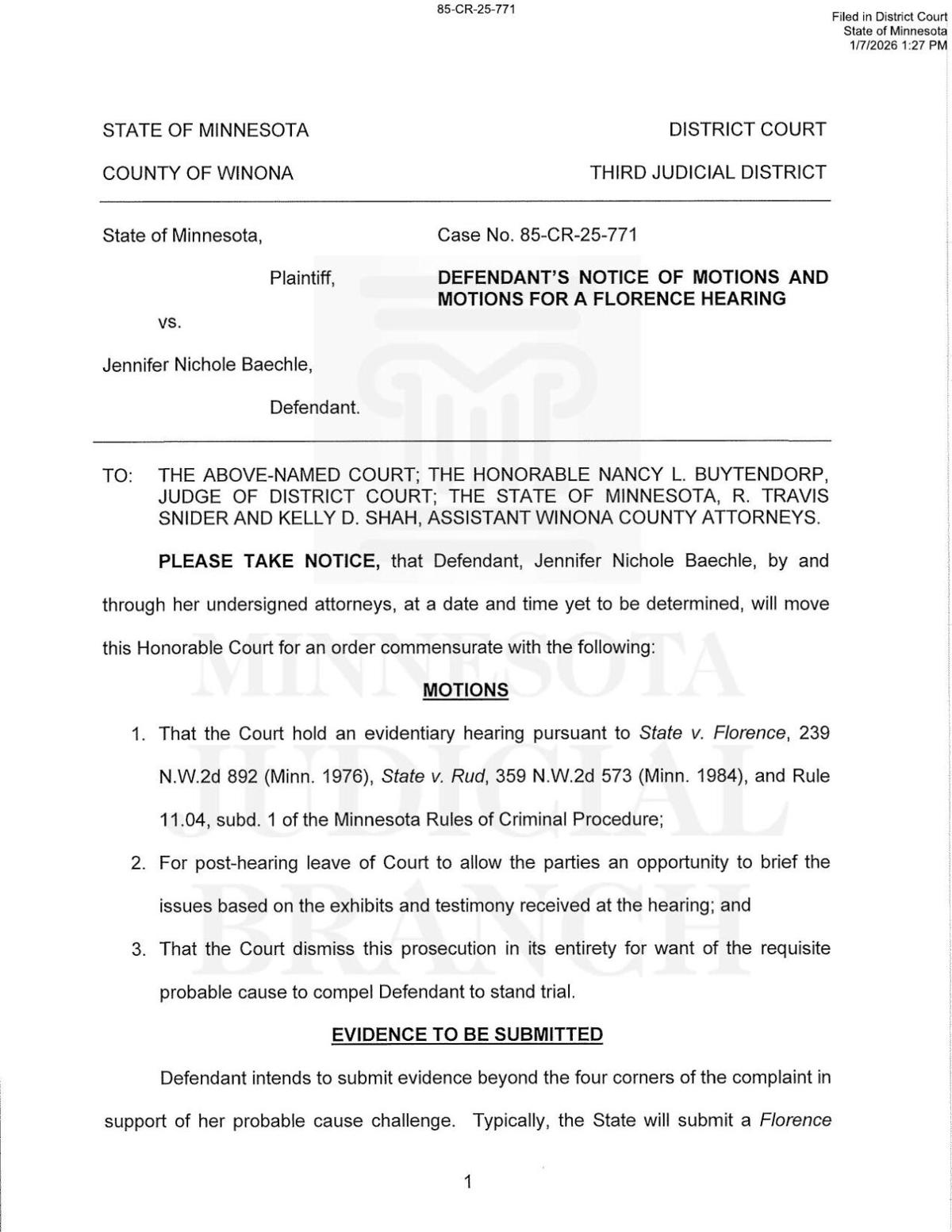 Defense seeks dismissal of Baby Angel case against Baechle