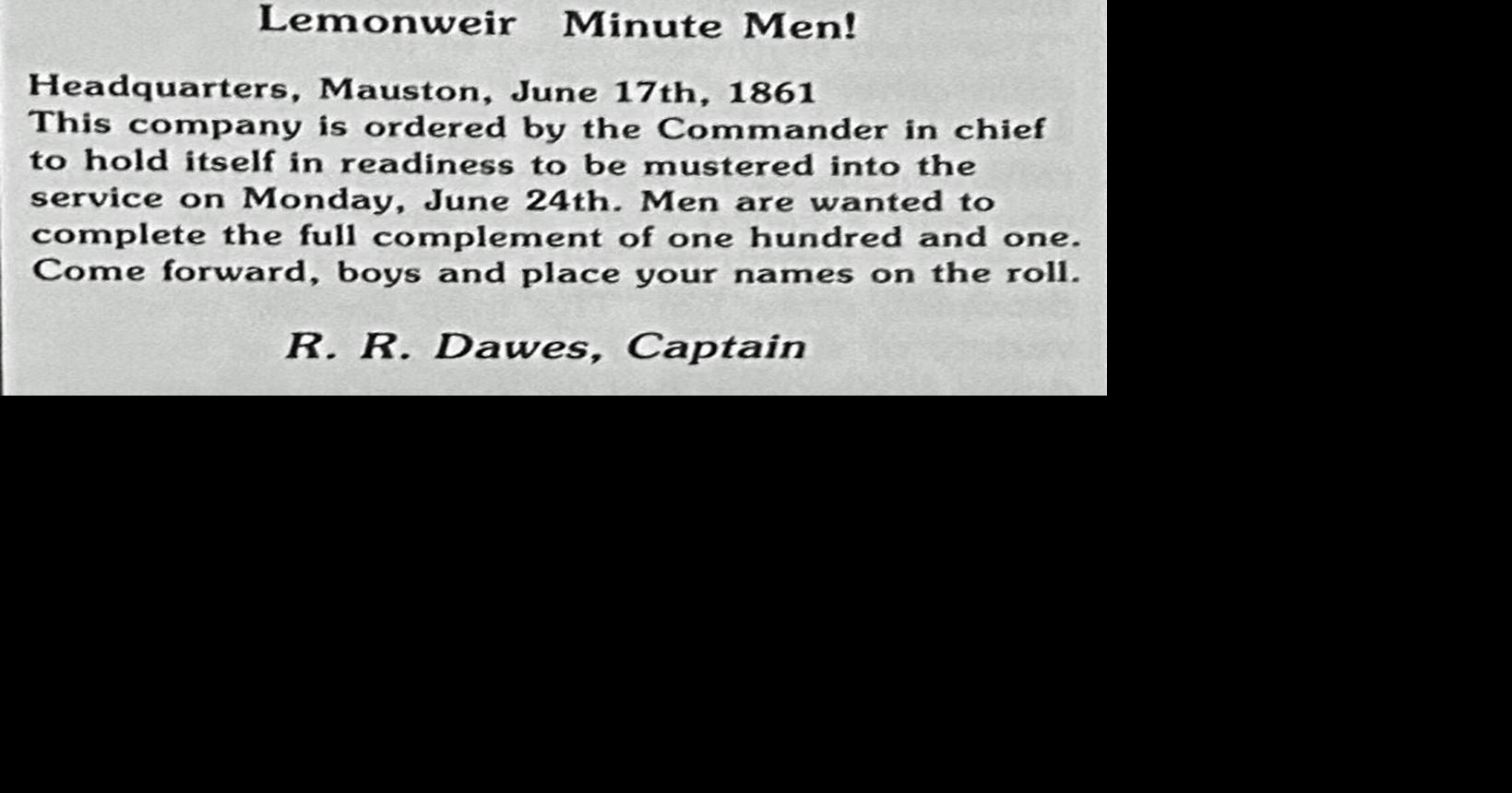 JCHS HISTORY COLUMN: Rufus Dawes and the Lemonweir Minutemen