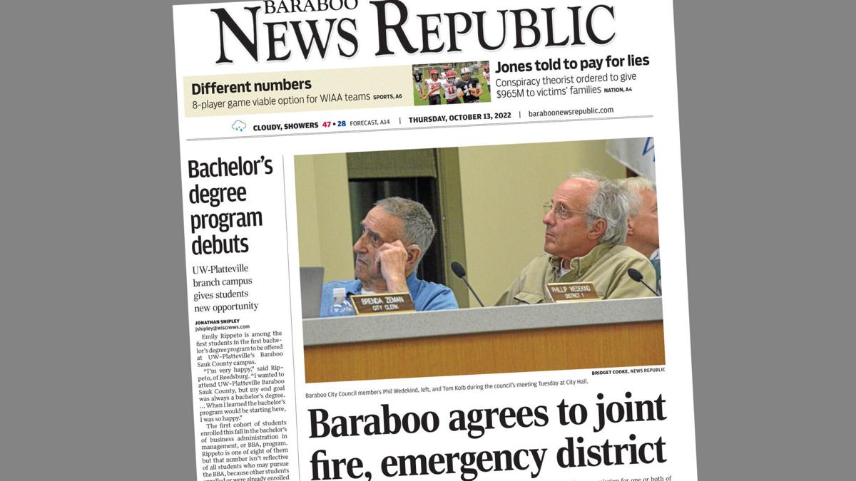Press error resulted in wrong front page on Thursday's Baraboo News ...